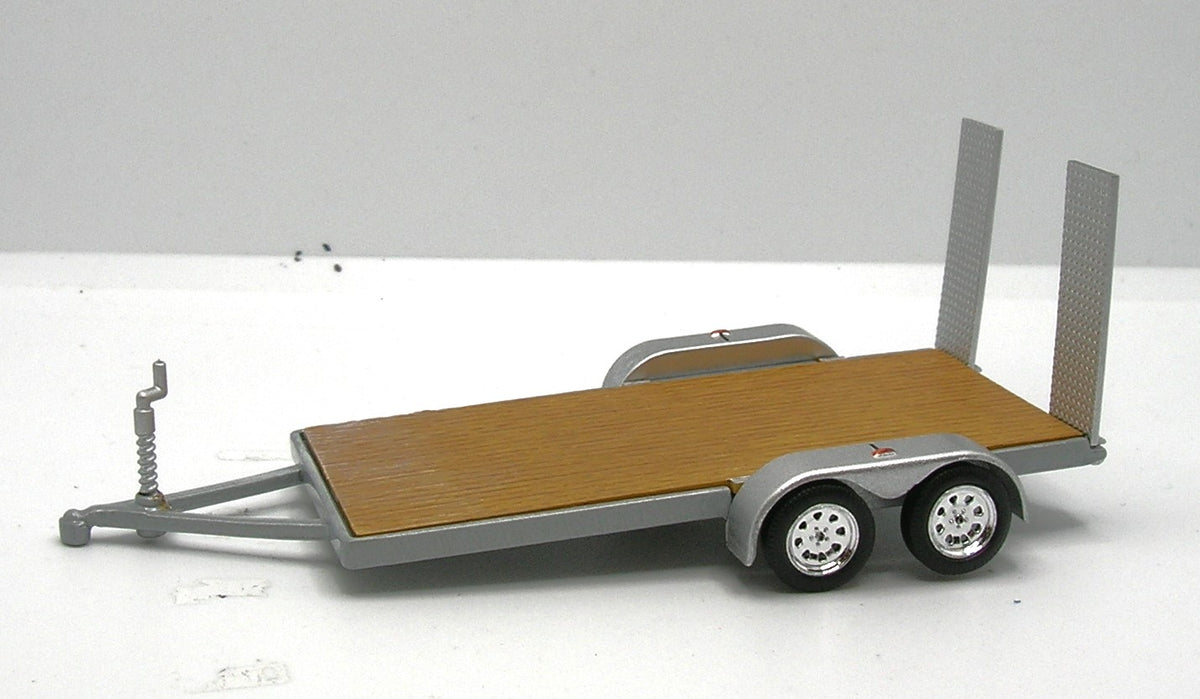 1/64 GREENLIGHT TOY FLATBED TANDEM TRAILER SILVER